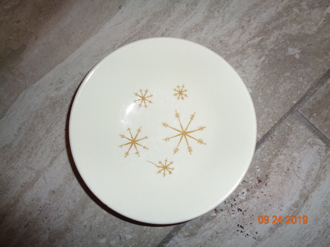 Mid Century Royal China Star Glow Pattern Small White Bowl With Gold ...