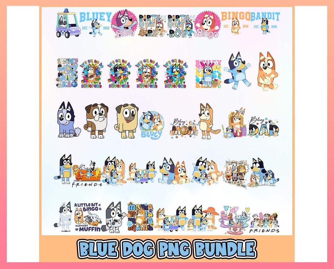 80 Designs Blue Dog Png Mega Bundle, Blue Dog Birthday Png Sublimation ...
