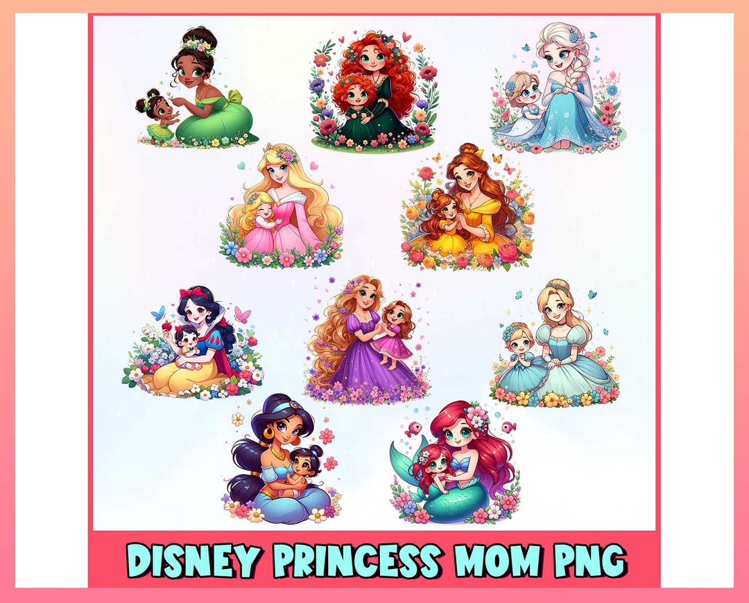 Bundle Mom and Daughter Princess Png, Princess Mama Png, Happy Mother's ...