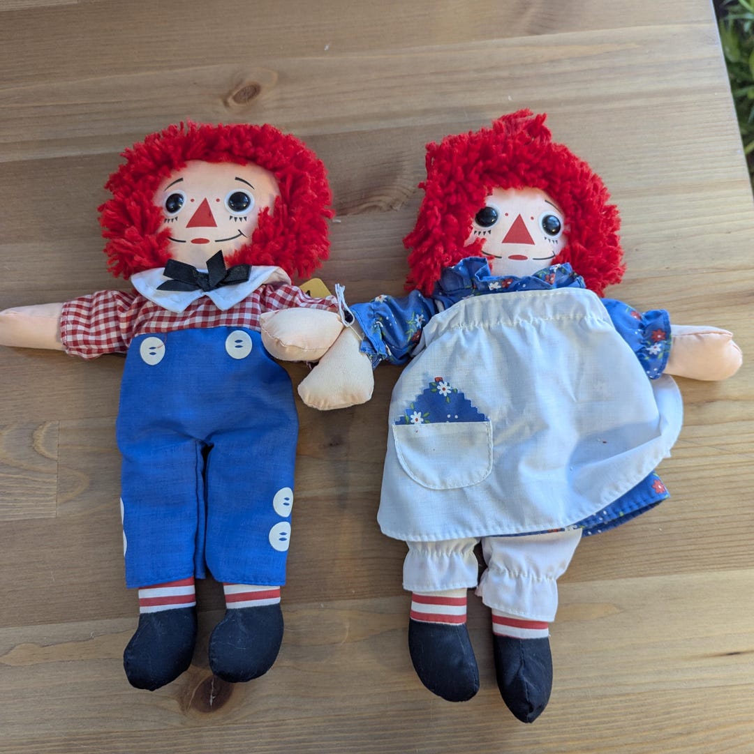 HASBRO Raggedy Ann & Andy Rag Dolls Set of 2 VINTAGE 12 - Etsy