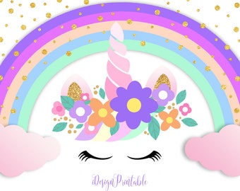 Gold Glitter Unicorn Clip Art Rainbow Clip Art Unicorn Party | Etsy