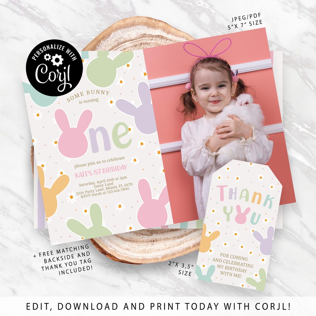 Bunny Birthday Invitation, Some Bunny Party Invitation Printable, Daisy ...