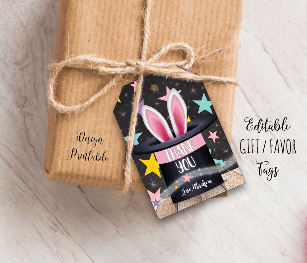 Magic Show Thank You Tags, Magician Birthday Favor Tags, Magic Party ...