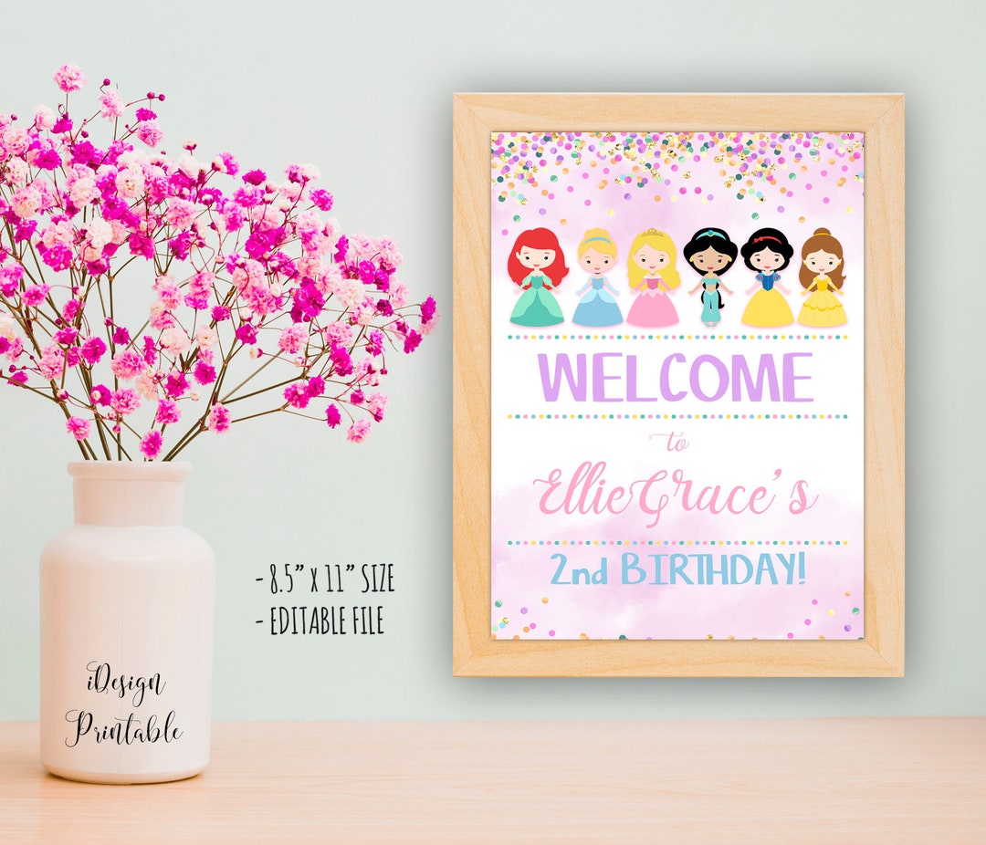 Princess Welcome Sign, Princess Birthday Sign Printable, Magical ...