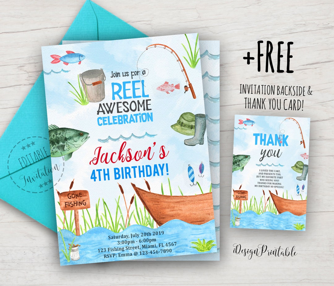 Fishing Invitation, Fishing Birthday Invitation Printable, Gone Fishing ...