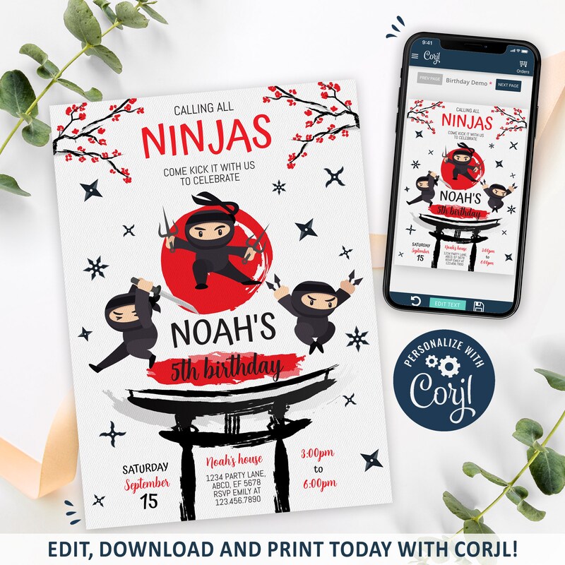 Ninja Invitations - Etsy