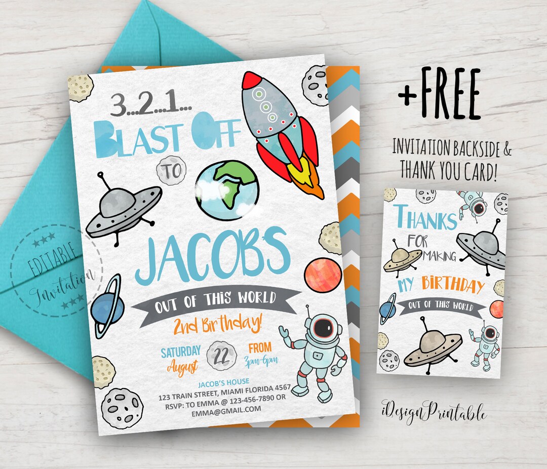 Space Invitation, Space Birthday Invitation Printable, Outer Space ...