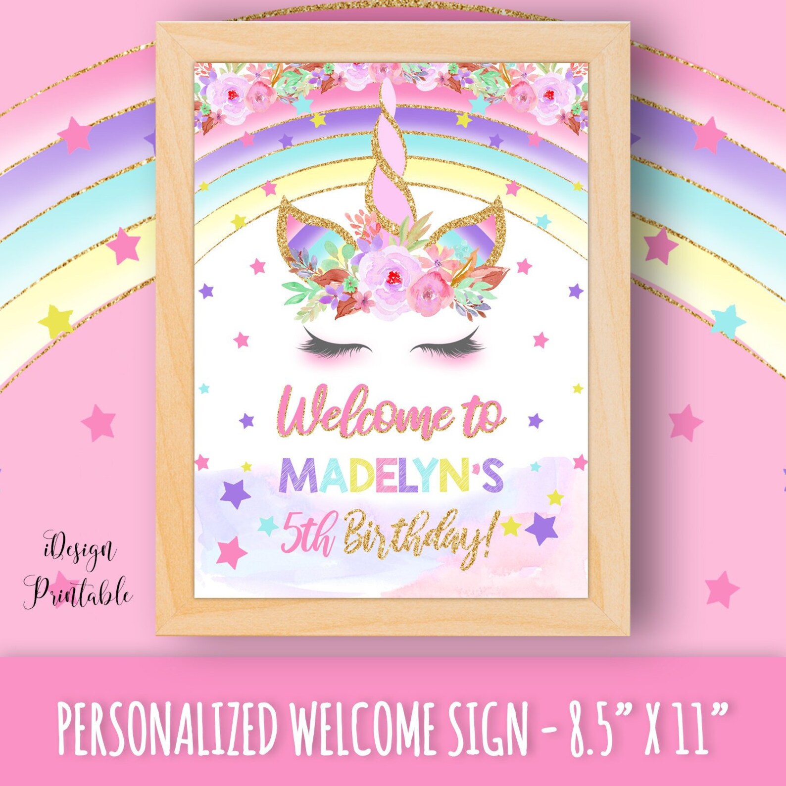 Unicorn Welcome Sign Rainbow Unicorn Birthday Sign Printable - Etsy