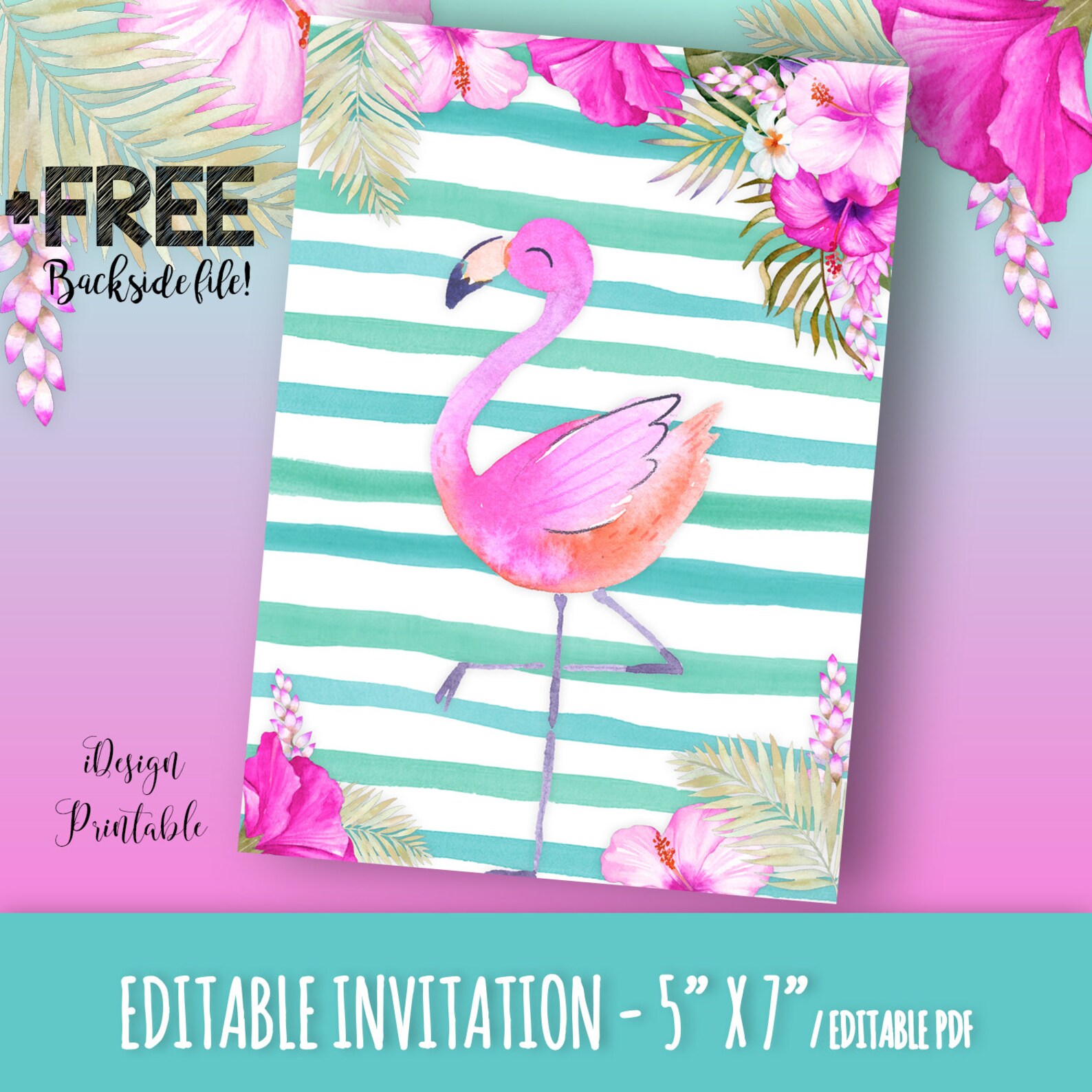 Flamingo Invitation Flamingo Birthday Invitation Flamingo - Etsy