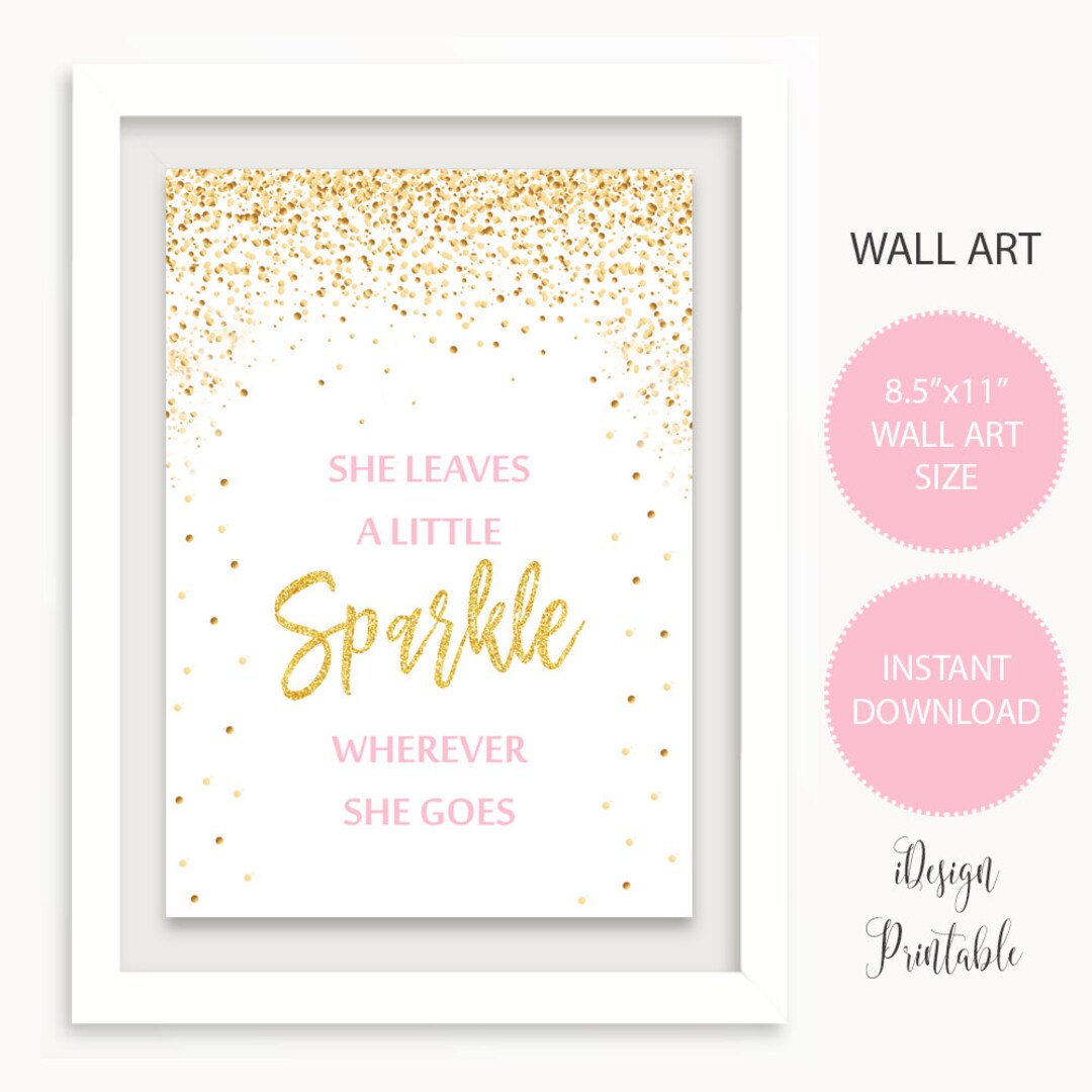 Unicorn Wall Art Printable, She Leaves a Little Sparkle Wherever She ...