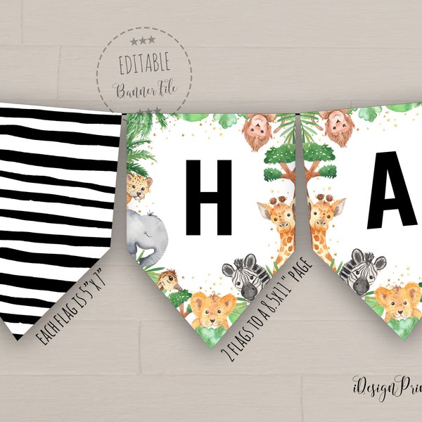 Happy Birthday Jungle Banner - Etsy