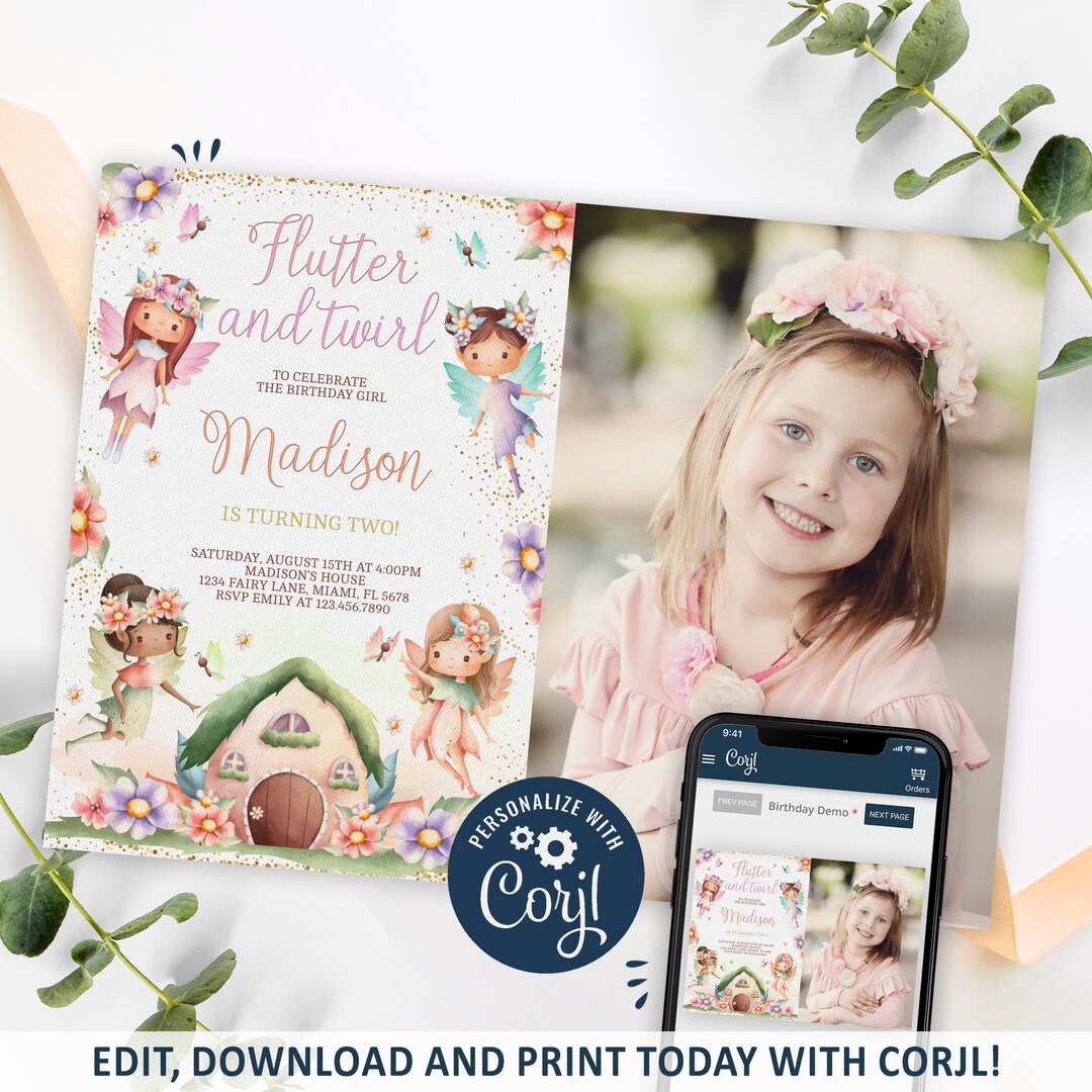 Little Fairy Invitation, Fairy Birthday Photo Invitation Printable ...