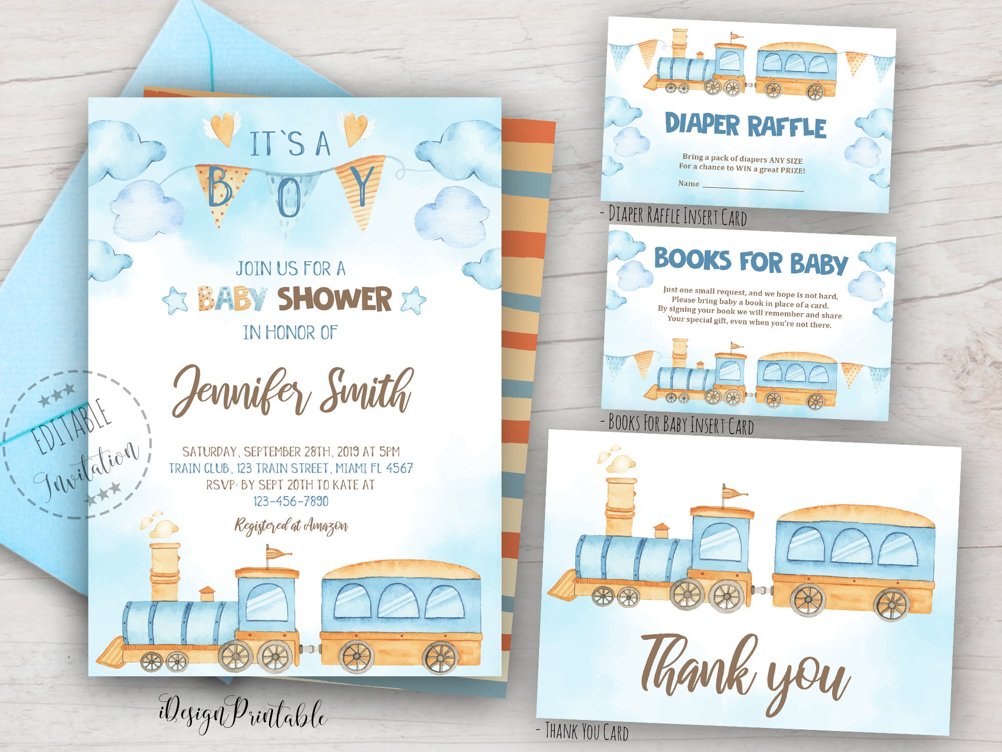 Train Baby Shower Invitation It's a Boy Baby Shower - Etsy