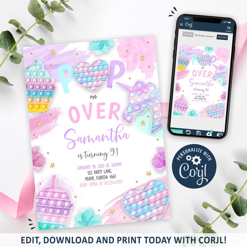 Pop It Invitation Pop It Birthday Invitation Printable Pop - Etsy