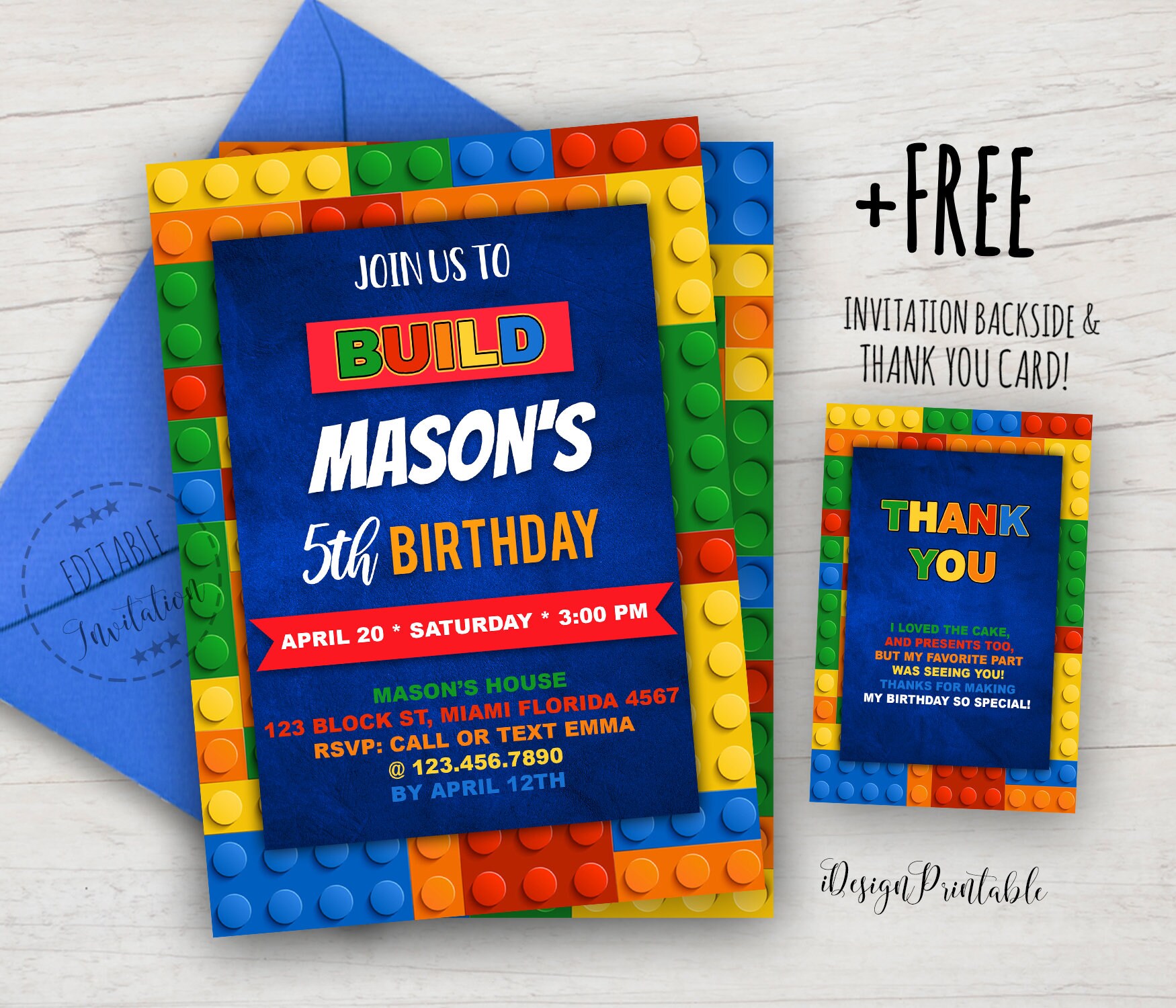 Building Blocks Invitation Building Bricks Birthday - Etsy