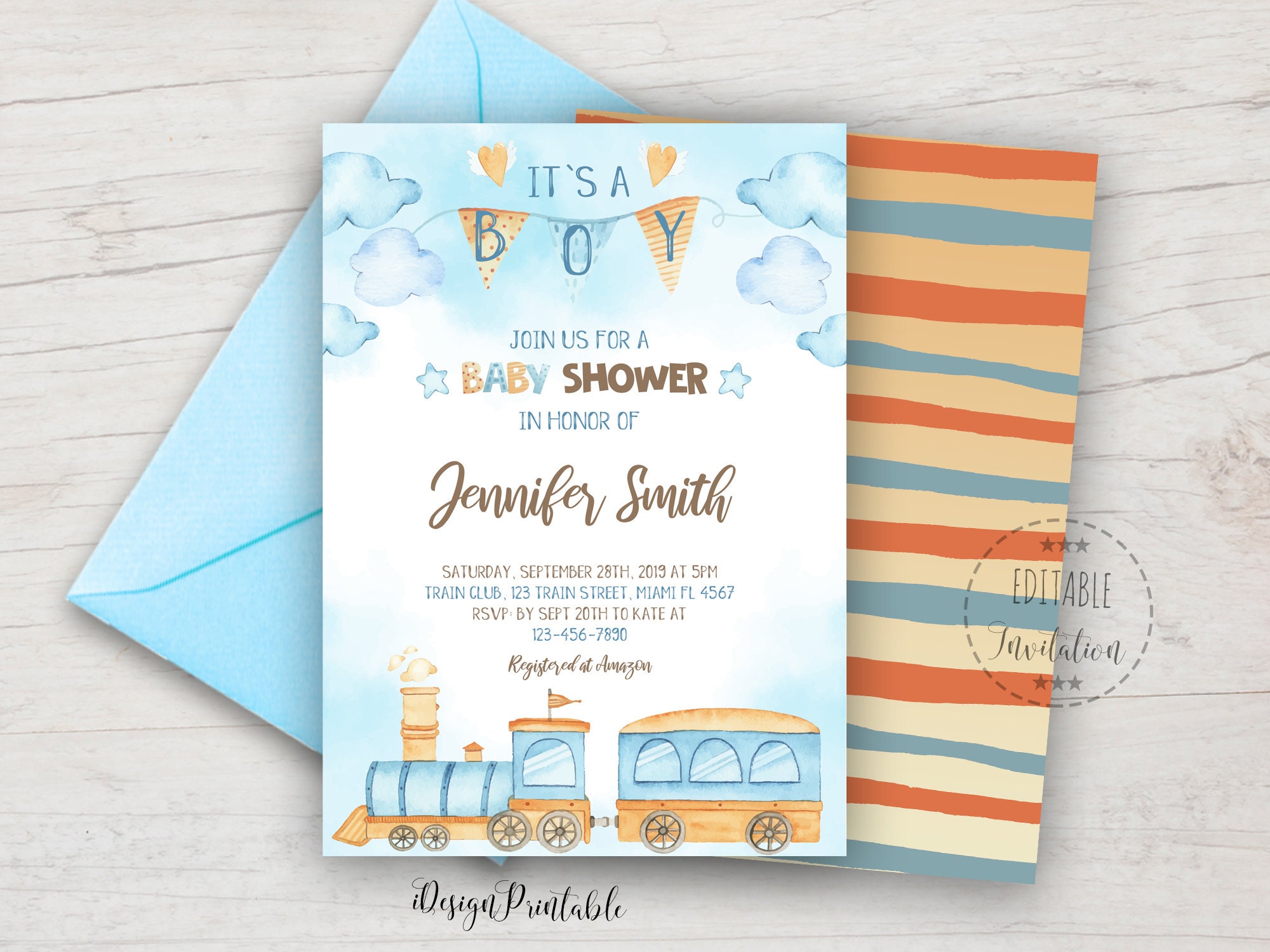 Train Baby Shower Invitation It's a Boy Baby Shower - Etsy
