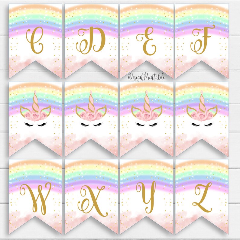 Rainbow Unicorn A-Z Letters Banner Unicorn Birthday Banner - Etsy Canada