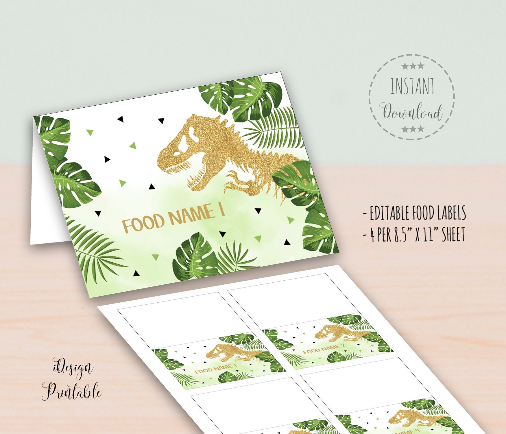 Dinosaur Food Labels Dinosaur Birthday Food Labels Printable | Etsy