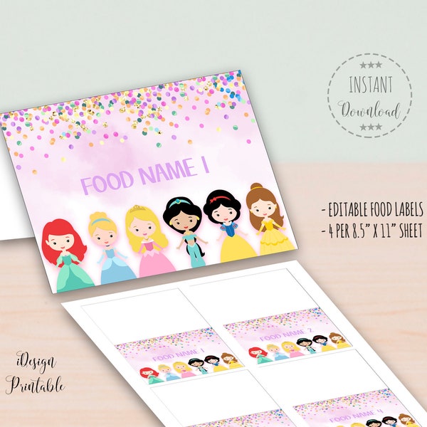 Princess Food Labels - Etsy