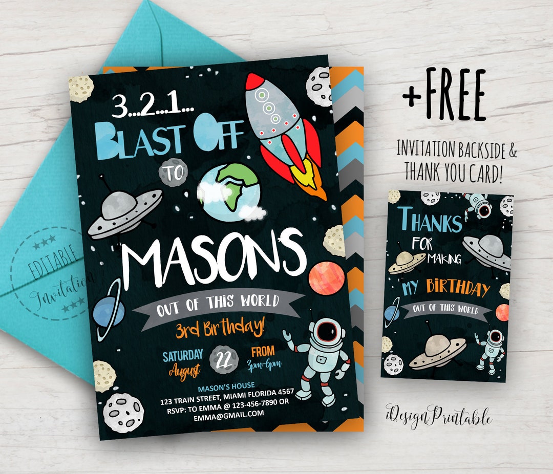 Space Invitation, Space Birthday Invitation Printable, Outer Space ...