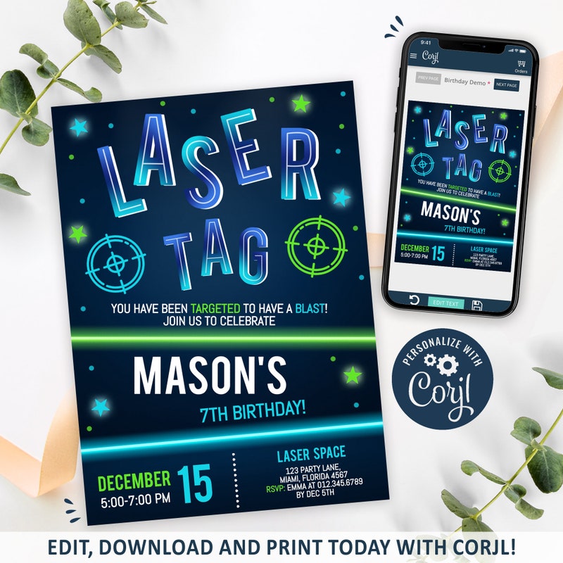 Laser Tag Invites - Etsy
