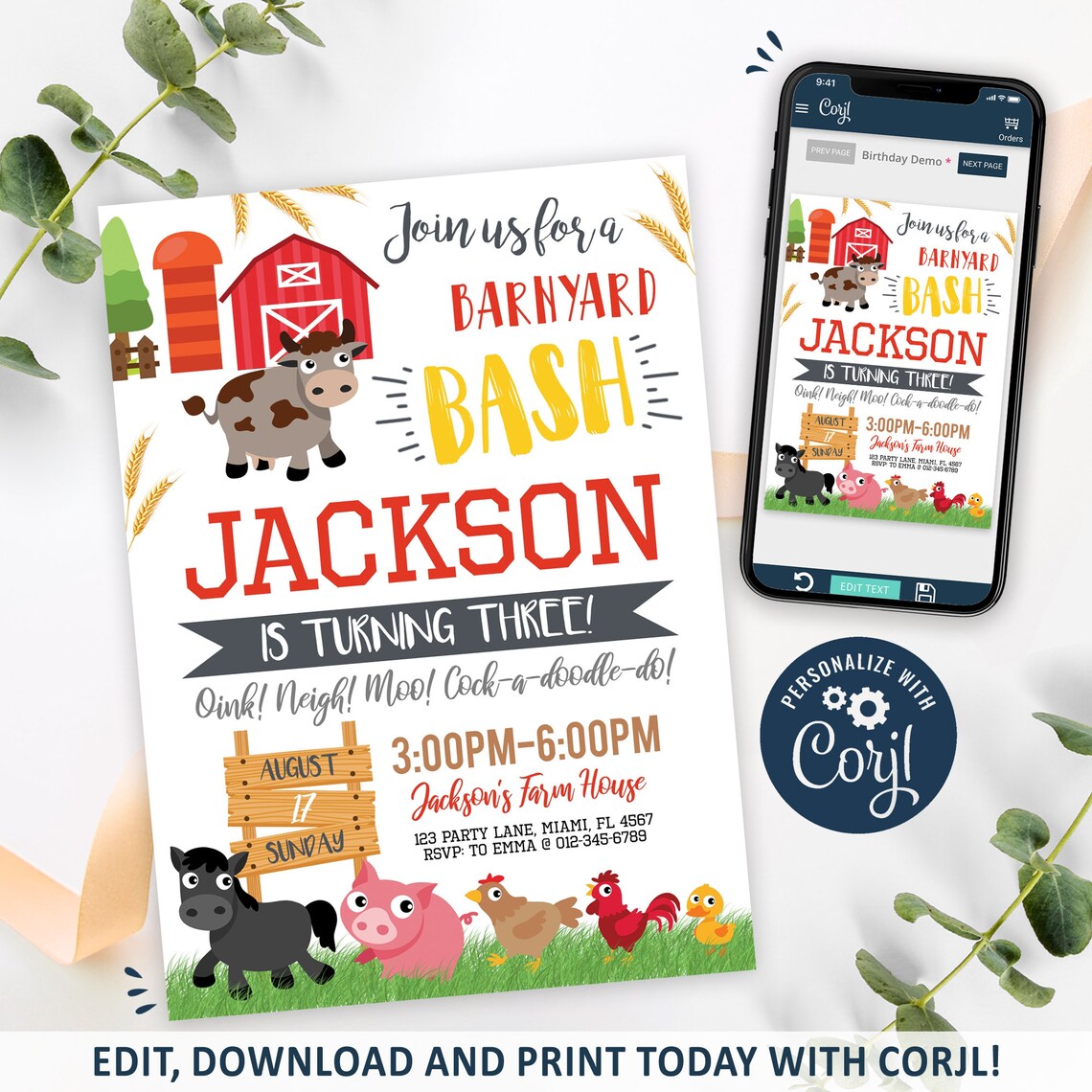 Farm Invitation Farm Birthday Invitation Printable Farm - Etsy