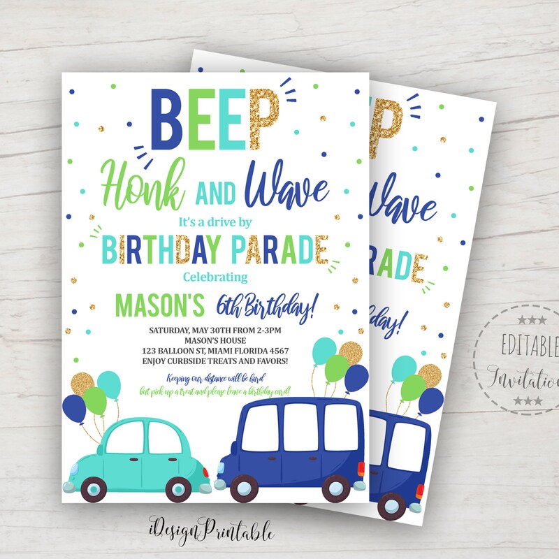Drive by Birthday Parade Invitation - Etsy
