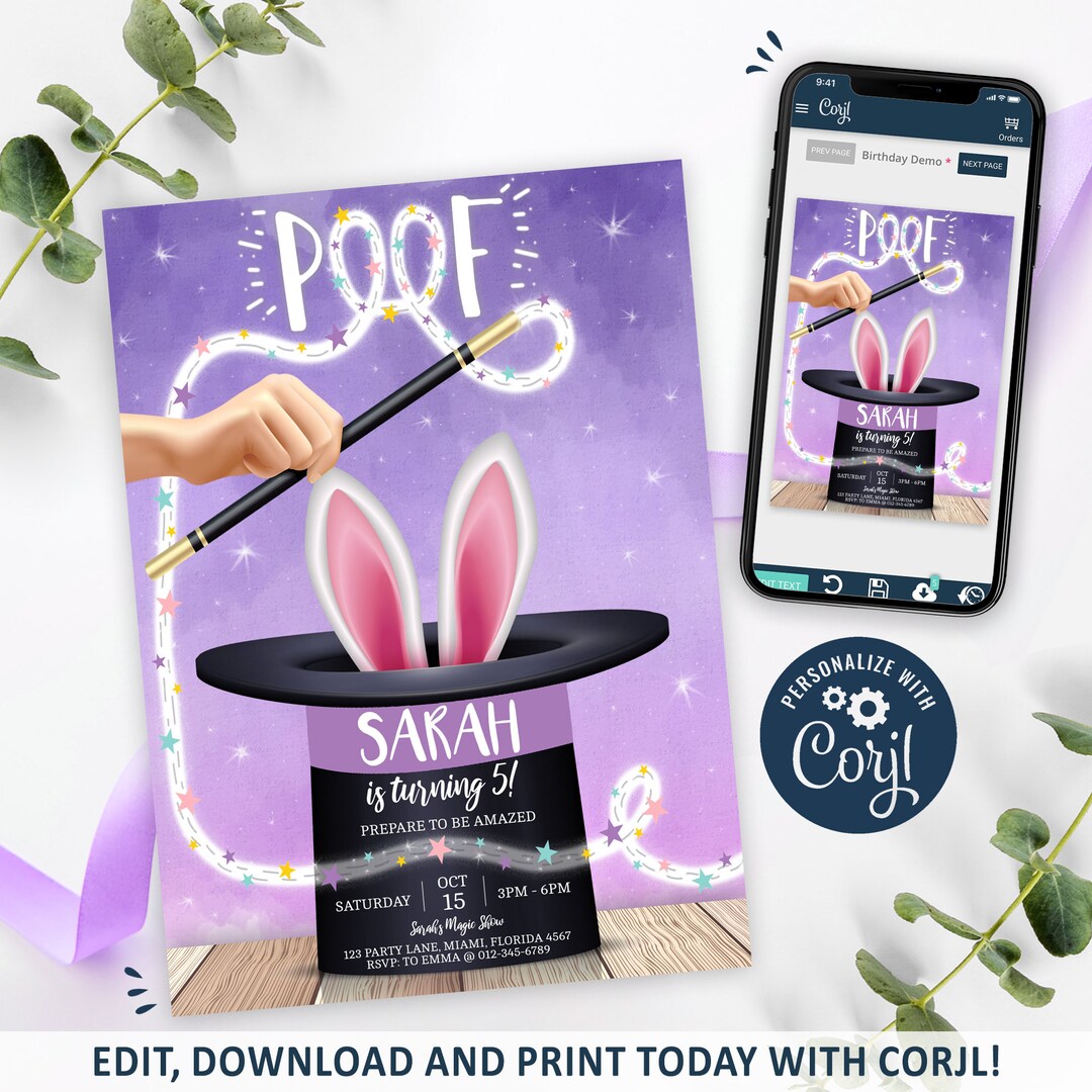 Magic Show Invitation, Magician Birthday Invitation, Magic Invitation ...