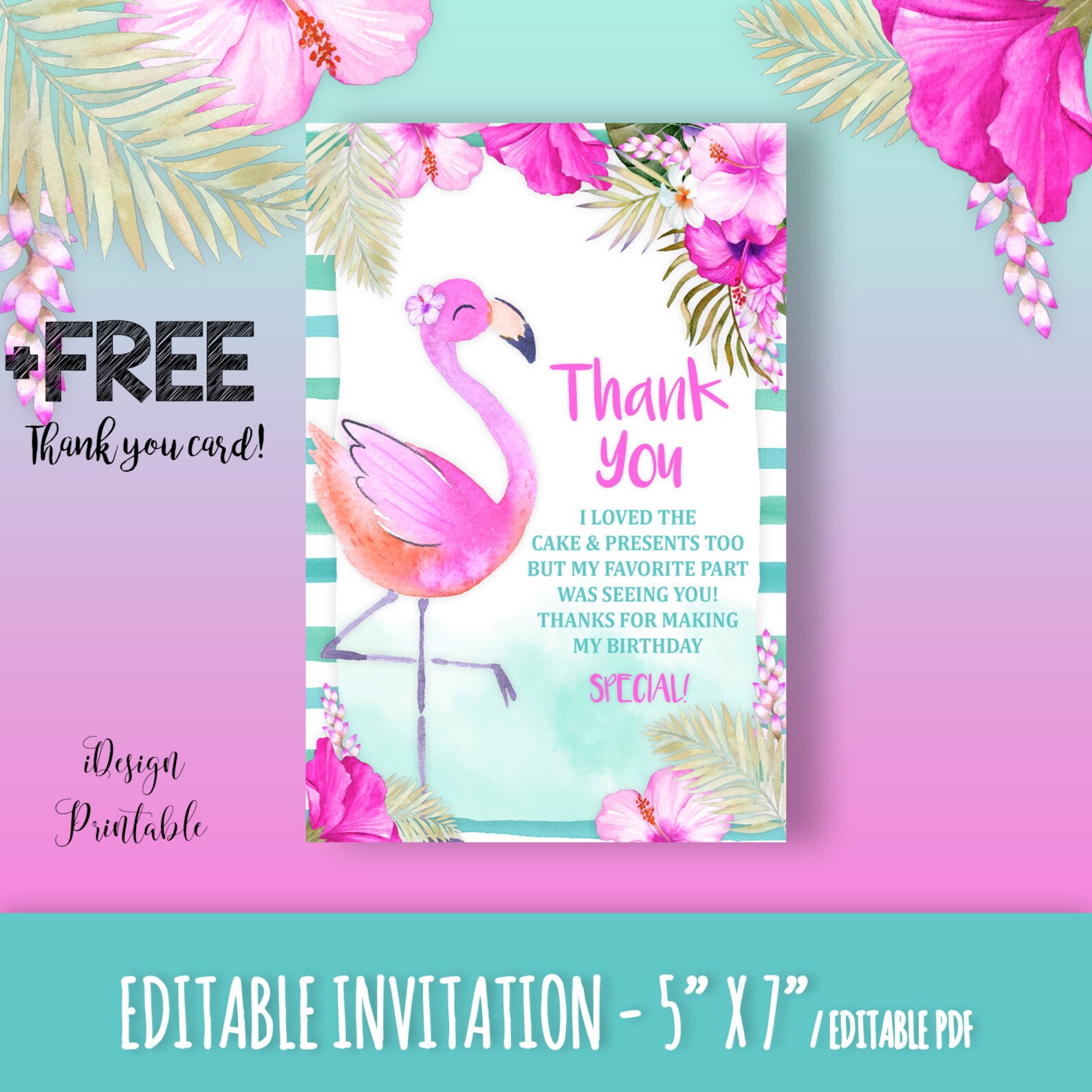 Flamingo Invitation Flamingo Birthday Invitation Flamingo - Etsy