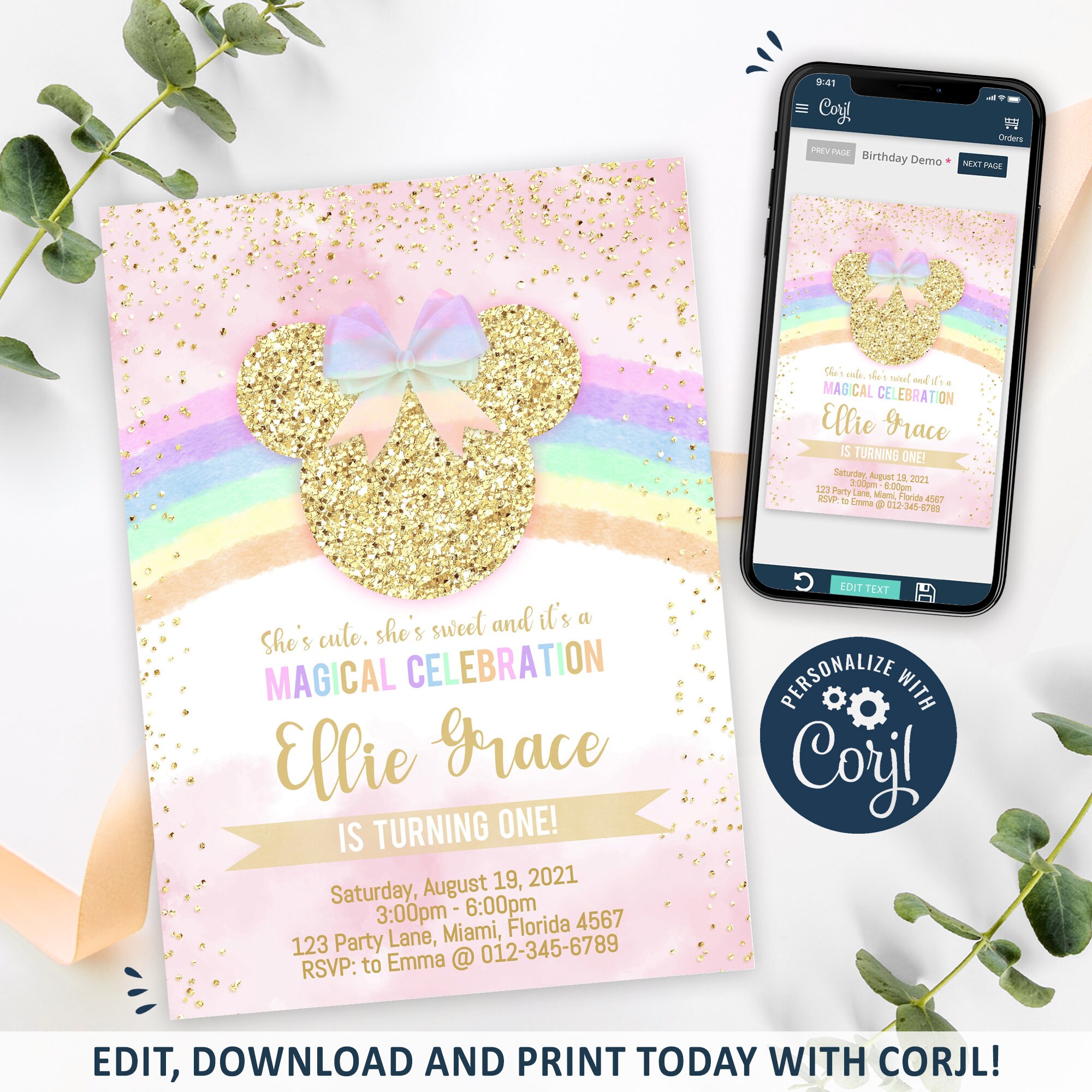 Minnie Mouse Invitation Minnie Mouse Birthday Invitation | Etsy España