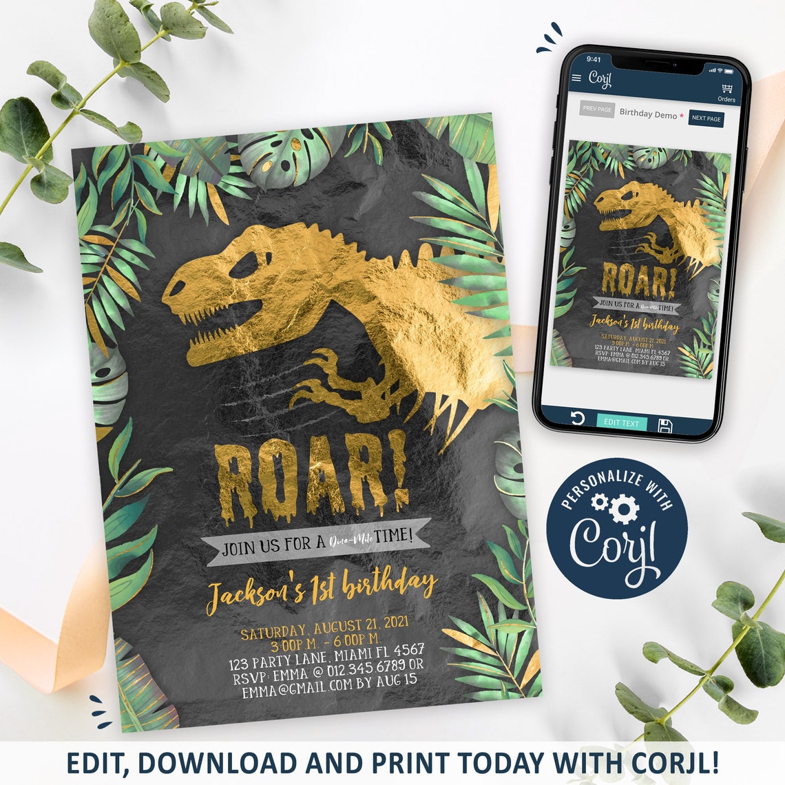 Dinosaur Invitation Dinosaur Birthday Invitation Printable - Etsy