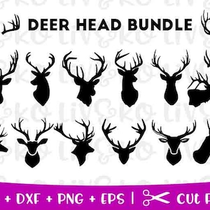 Deer Head Svg, Deer Head Bundle, Antler Svg, Antler Bundle, Svg Files ...