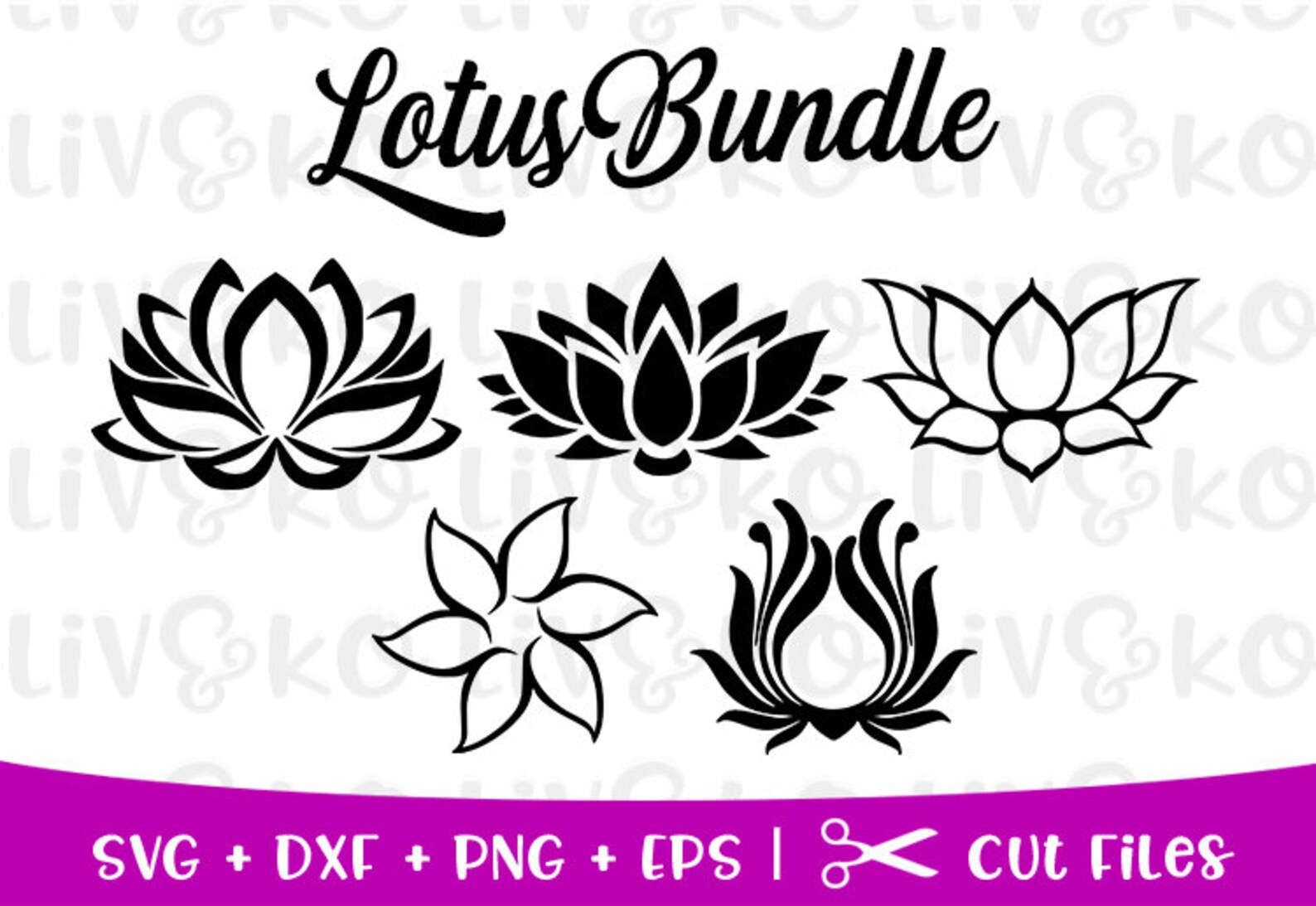 Lotus SVG Lotus Bundle Cuttable Designs Lotus Silhouette - Etsy