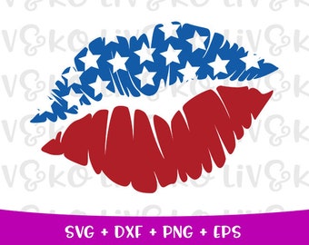 American Flag Lips Svg, Flag Lips Svg, 4th of July Svg, Fourth of July ...