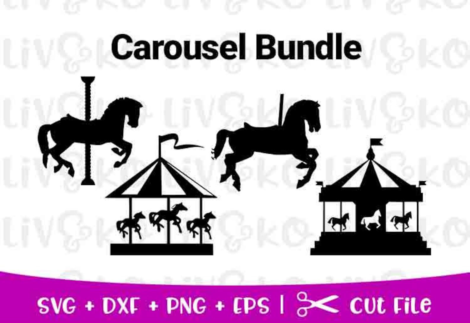 Carousel Bundle svg Carousel Cut File Carousel Decal | Etsy