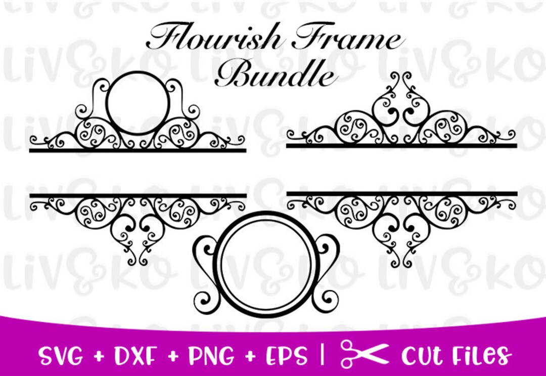 Flourish Frame Svg, Decorative Frame Cut File, Monogram Silhouette ...