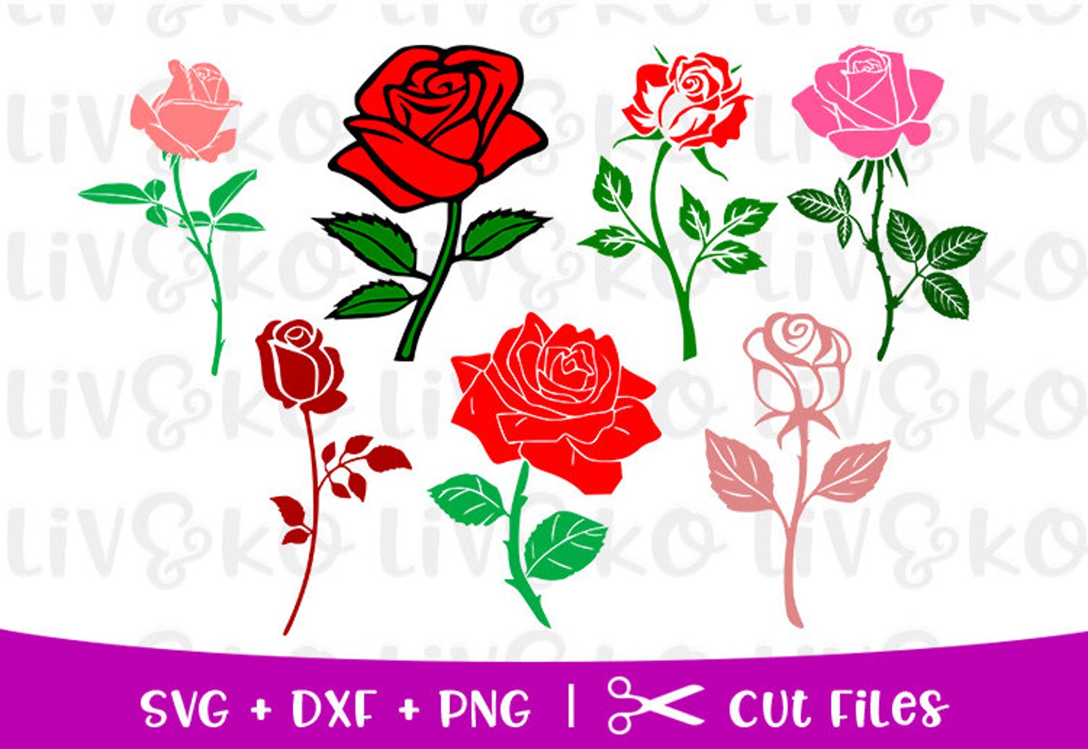 Rose Bundle Svg Flower Svg Rose Cut File Roses Rose Bundle | Etsy