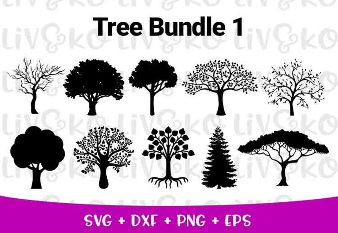 Trees Bundle Svg, Trees Bundle Cut File, Instant Download, Digital ...