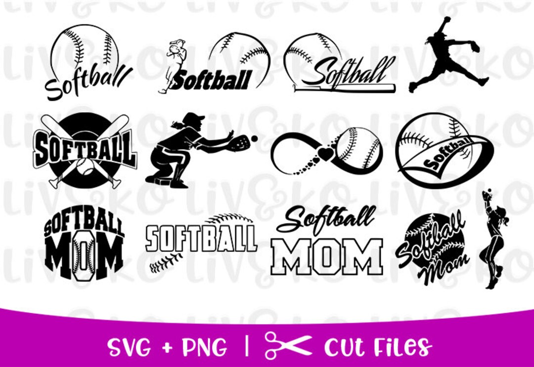 Softball Bundle Svg, Softball Svg, Softball Cut File, Softball ...