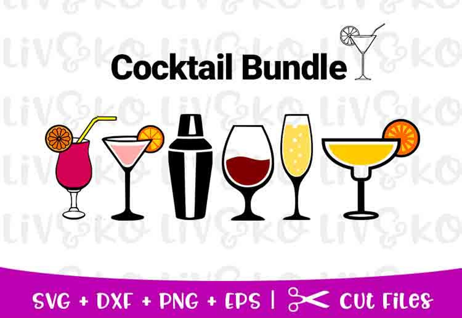 Cocktail Bundle Svg Cocktail Cut Files Cocktails Decal | Etsy