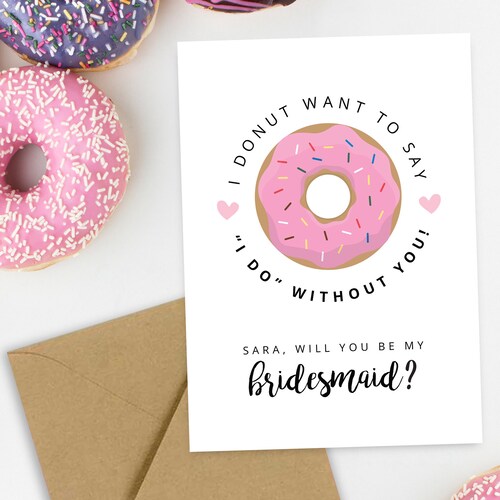 NEW Donut Bridesmaid Proposal Card Bridesmaid Proposal | Etsy
