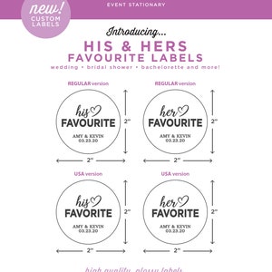 His Favourite & Her Favourite Favour Label Wedding Favours Favor Label ...