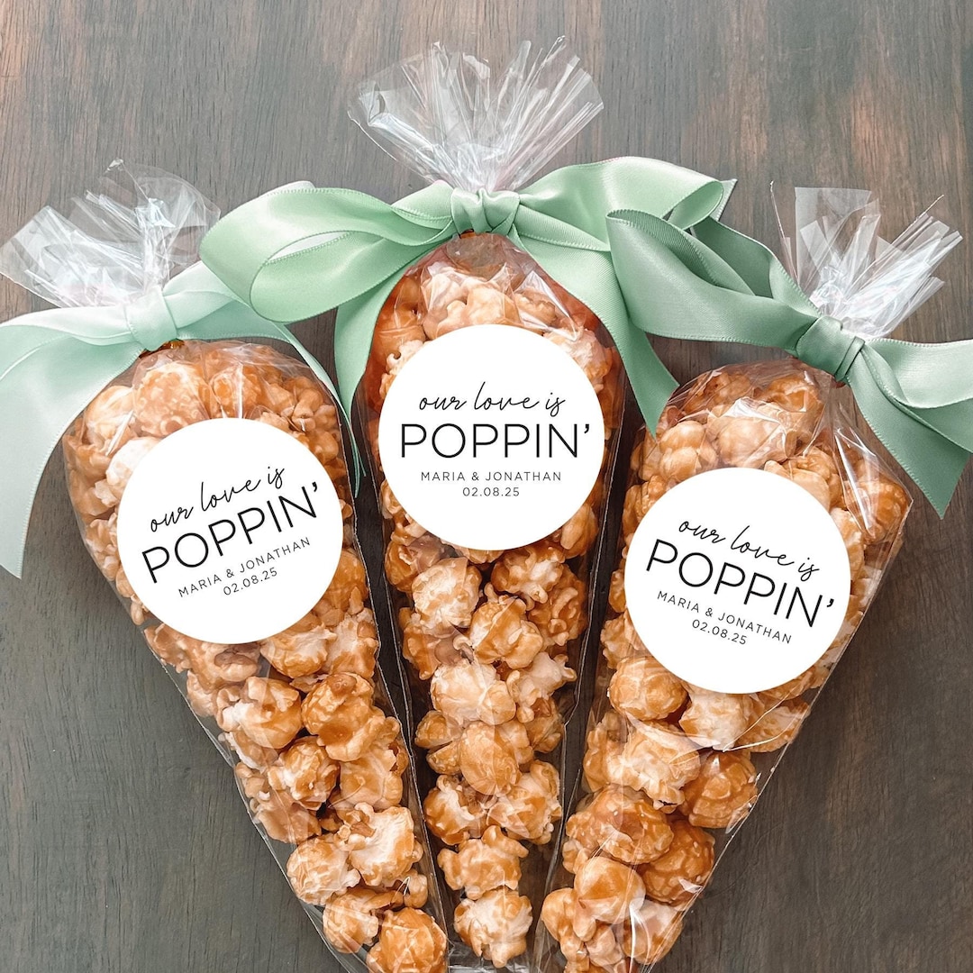 Popcorn Favor Labels + Bags | Wedding Favours | Our Love is Poppin ...