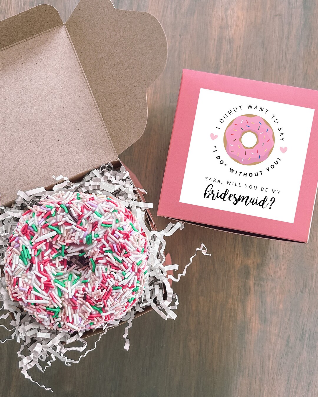NEW! Donut Proposal Box | Funny Donut Pun | Bridesmaid Proposal | Bridesmaid Donut | Donut ...