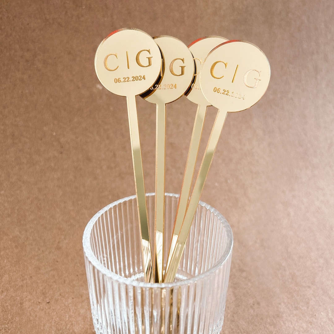 NEW! 50+pcs Personalized Wedding Drink Stirrers | Wedding Cocktail ...