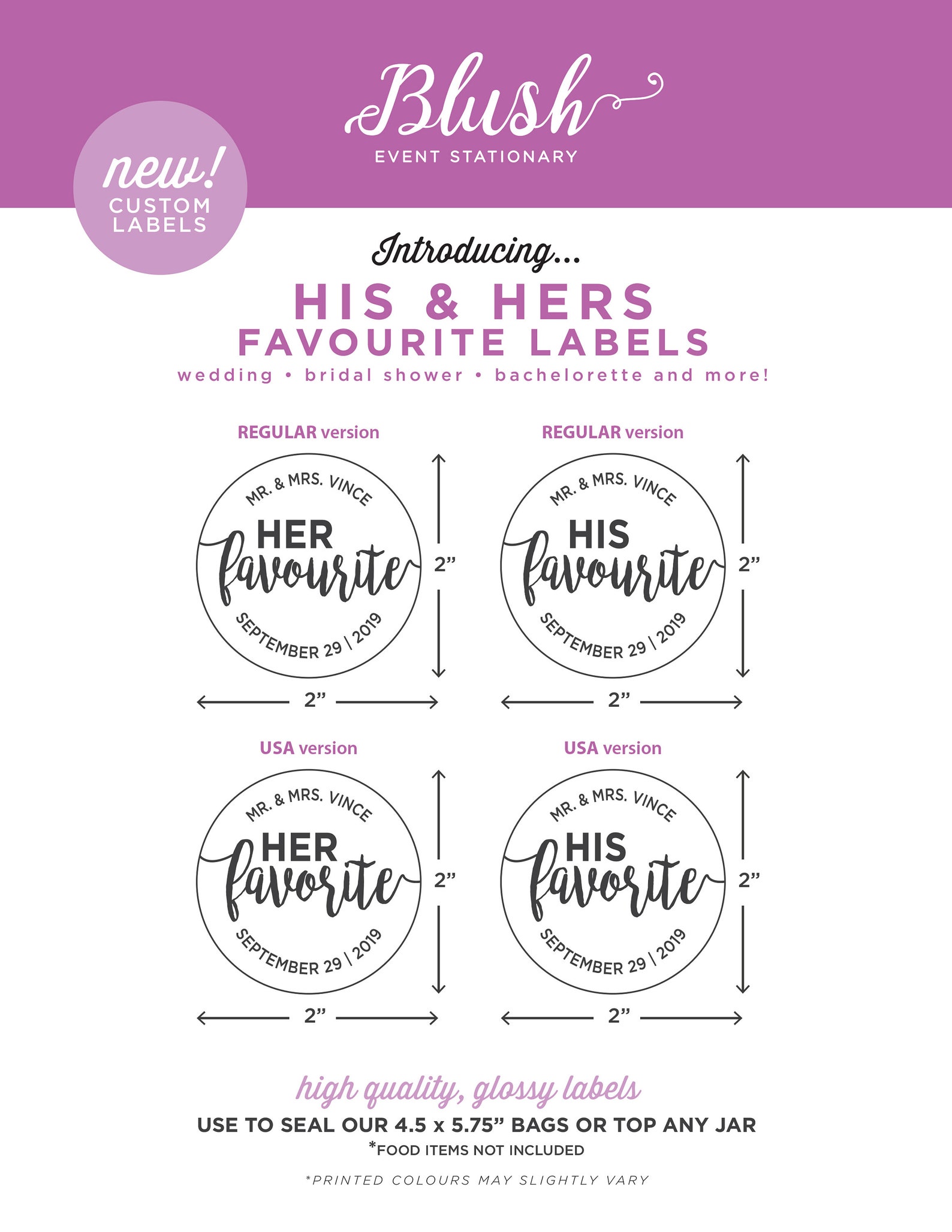His Favourite & Her Favourite Favour Label Wedding Favours | Etsy