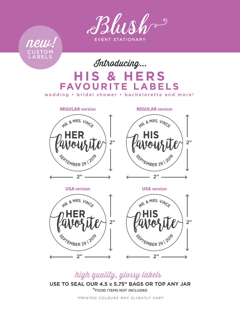 His Favourite & Her Favourite Favour Label Wedding Favours | Etsy