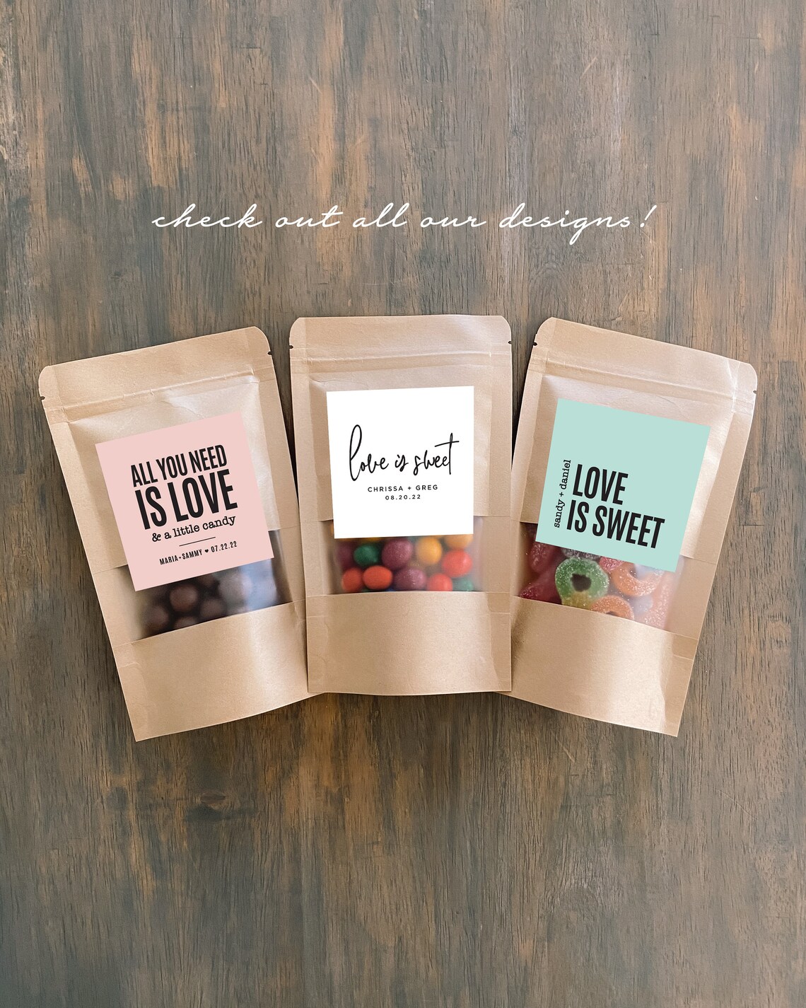 NEW! Love is Sweet Candy Wedding Favour Bag | Candy Favour Pouch ...