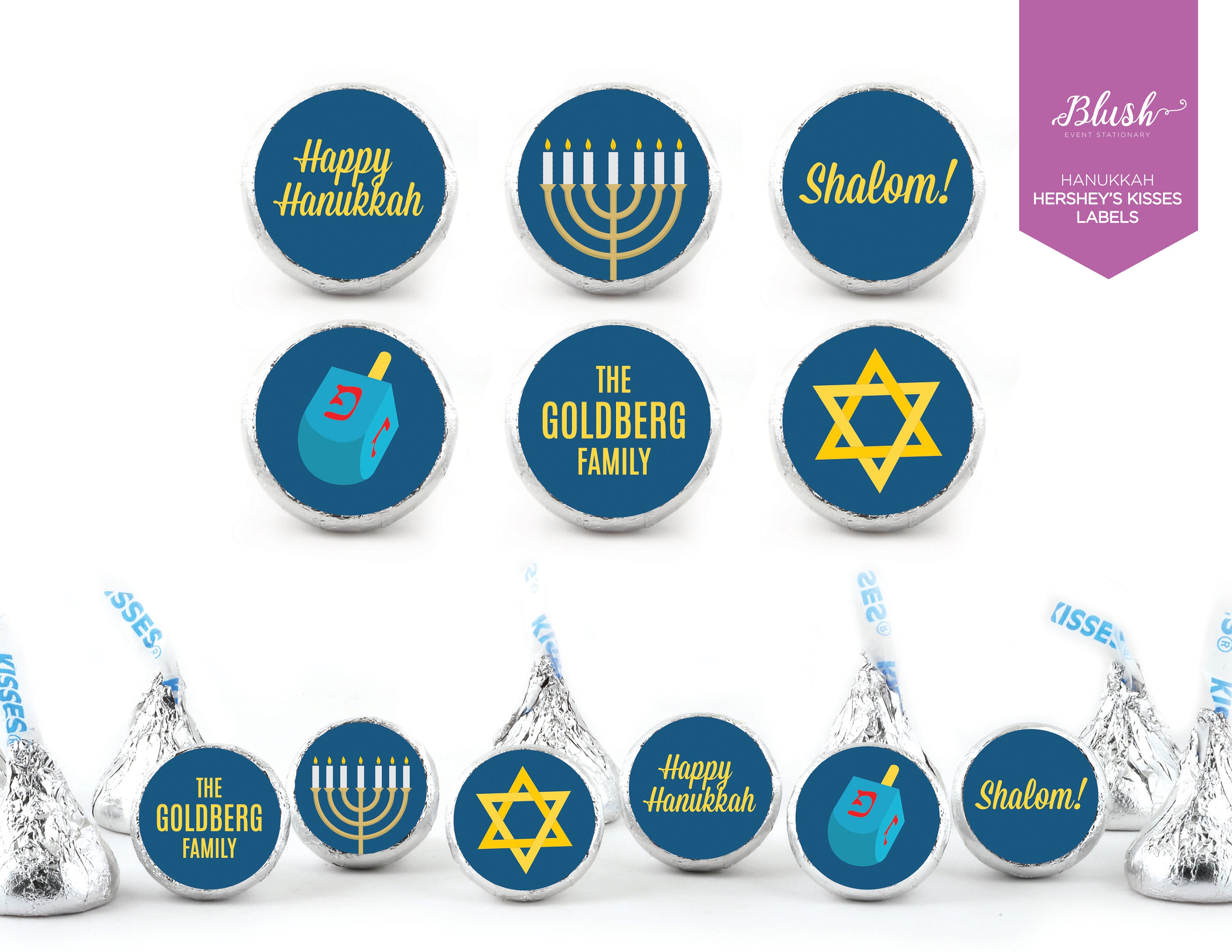 New 108 Personalized Hersheys Kisses Stickers Hanukkah Etsy Canada