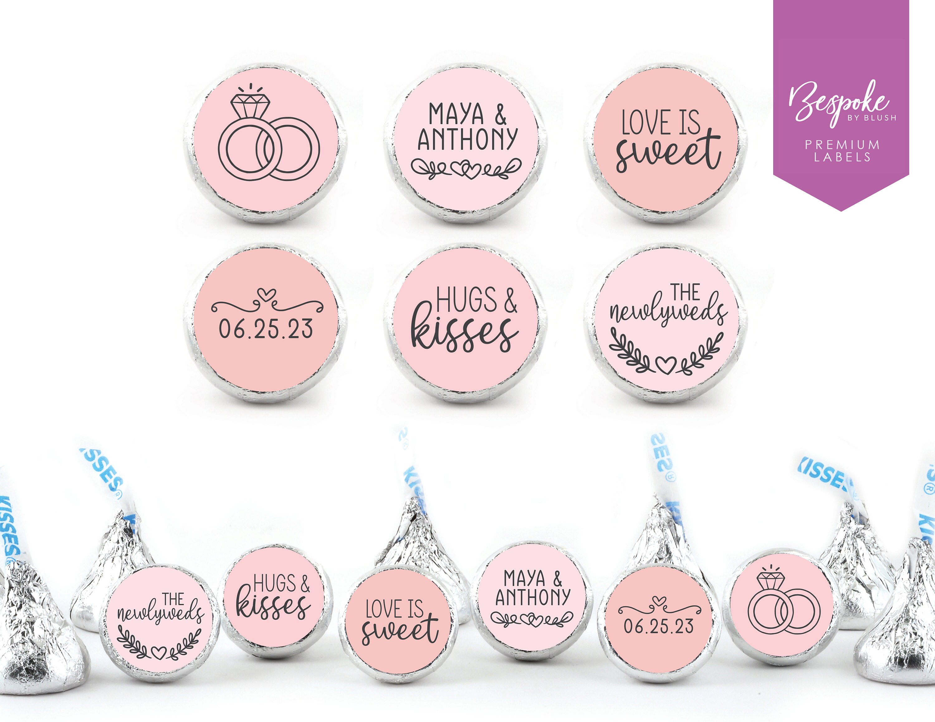 NEW! 108 Personalized Kiss Chocolate Stickers | Wedding | Wedding ...